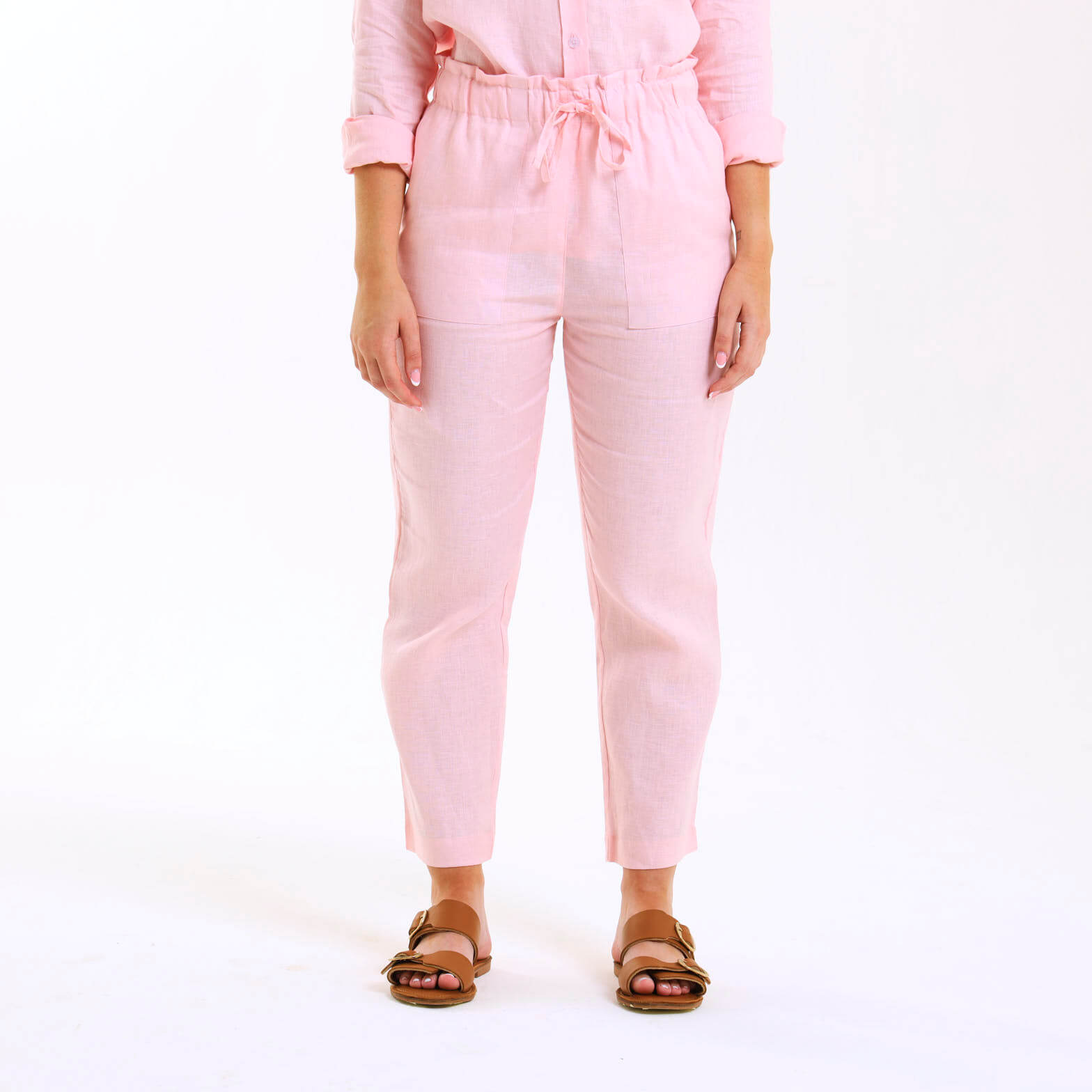 Breazies Ladies Linen Pants | Baby Pink