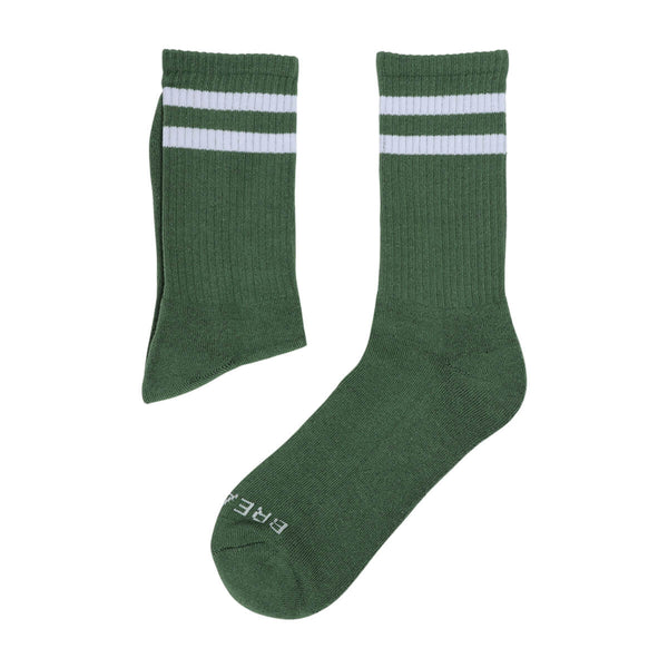 Breazies Cotton Socks - Army Green & White
