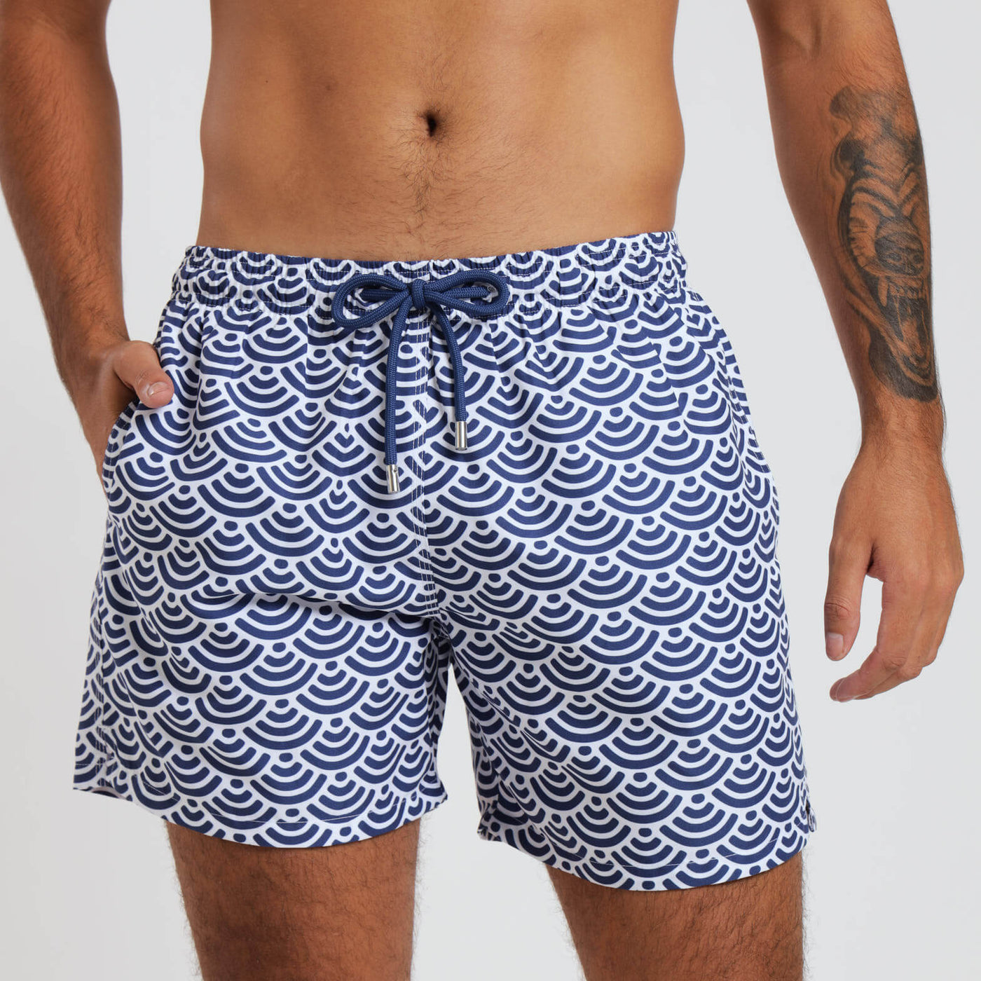 Breazies Mens Swim Shorts - Geometric | Navy