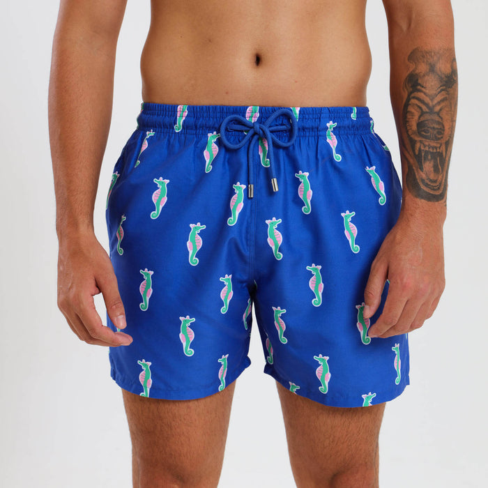 Breazies Mens Swim Trunks - Sea Horse | Royal Blue